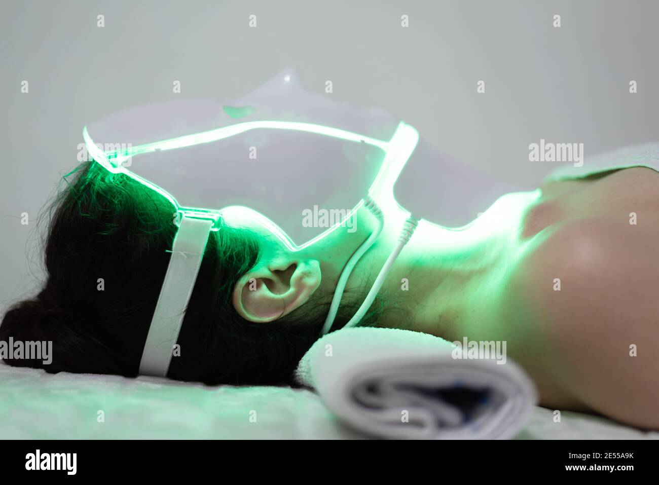 photon mask. Health and beauty. Cosmetic procedure for woman face ...