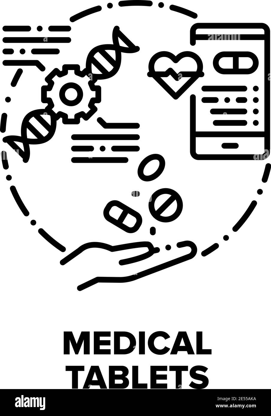 Medical Tablets Vector Concept Black Illustrations Stock Vector Image ...