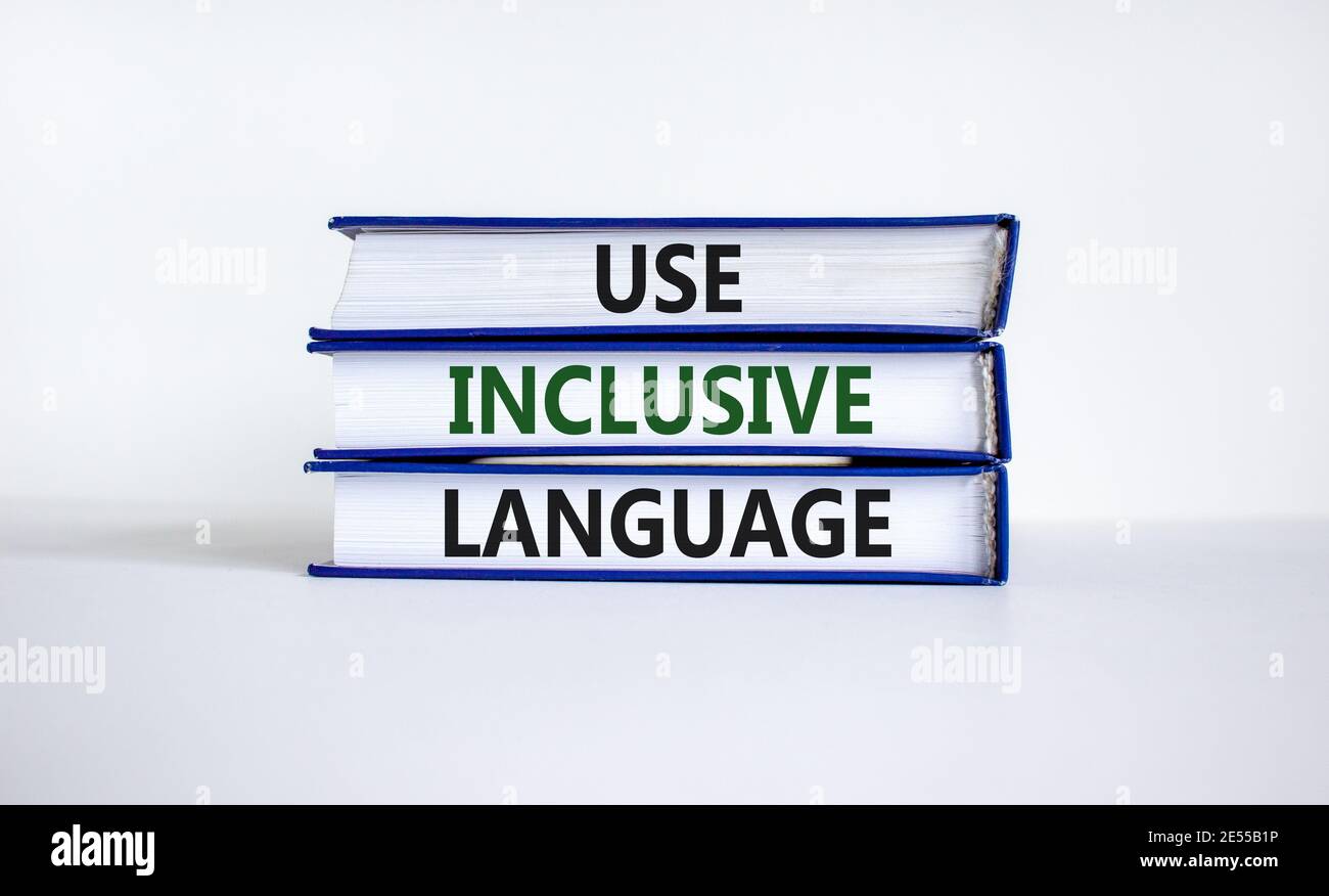 Use inclusive language symbol. Books with words 'Use inclusive language ...