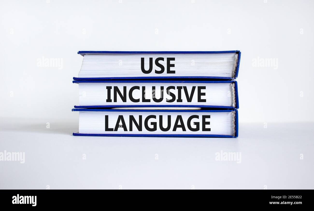Use inclusive language symbol. Books with words 'Use inclusive language ...