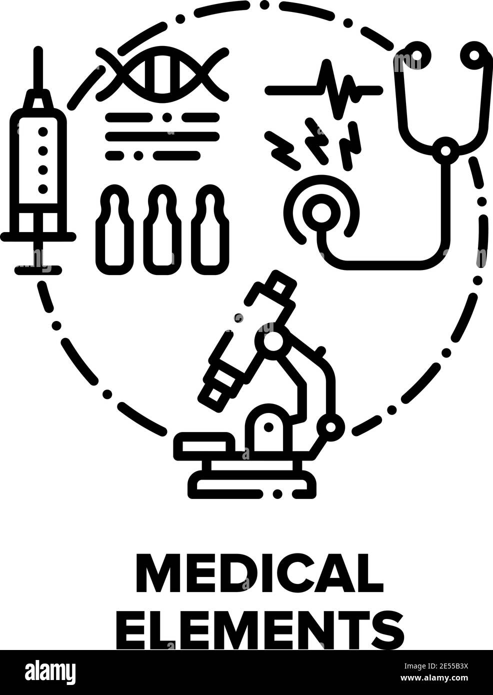 Medical Elements Vector Concept Black Illustrations Stock Vector Image ...