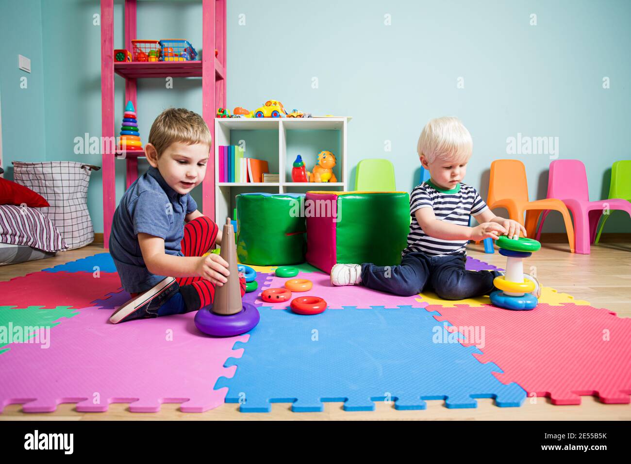 the little kids learning different skills in the kindergarten Stock ...