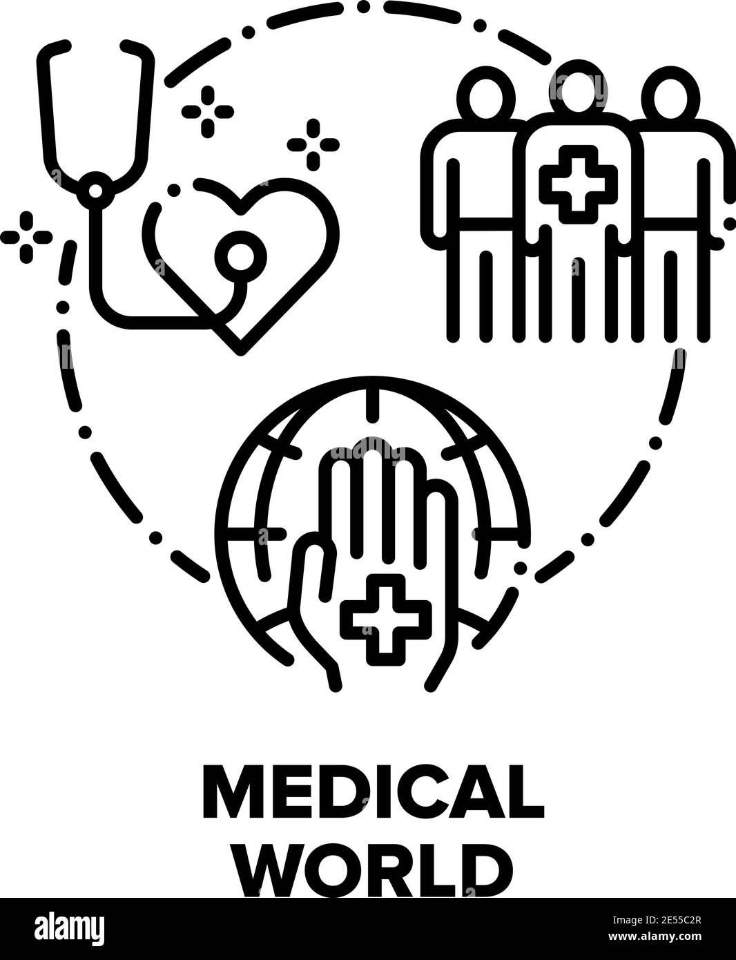 Medical World Vector Concept Black Illustrations Stock Vector Image ...