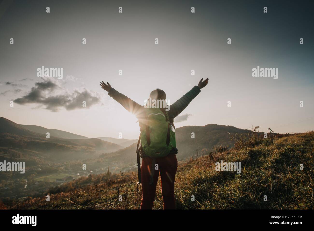 Breathing deeply, feeling fully connected with nature Stock Photo - Alamy