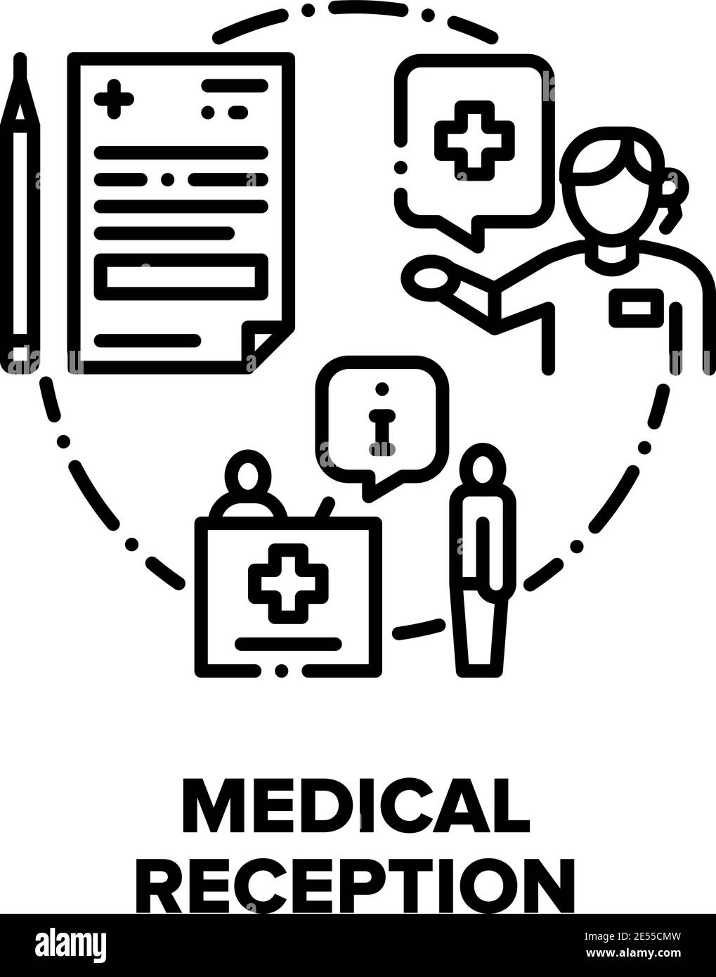 Medical Reception In Hospital Vector Concept Black Illustrations Stock ...