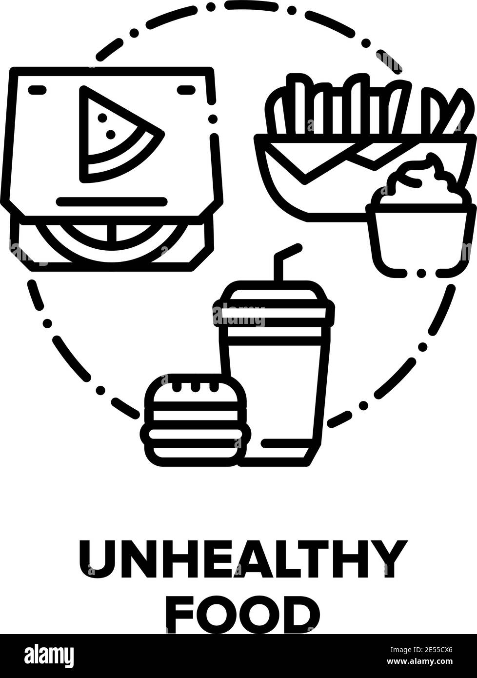Unhealthy Food Vector Concept Black Illustrations Stock Vector Image ...