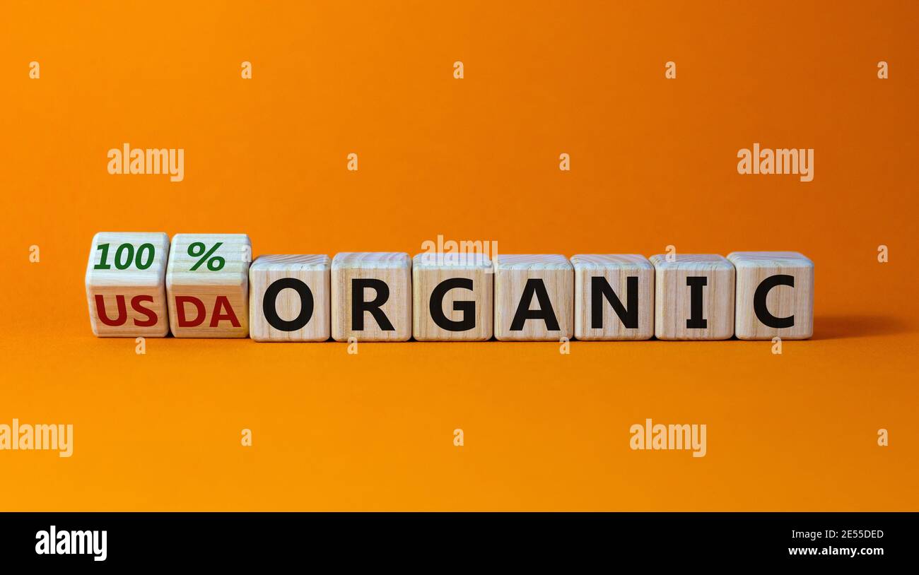 100 percent organic symbol. Fliped wooden cubes and changed words USDA ...