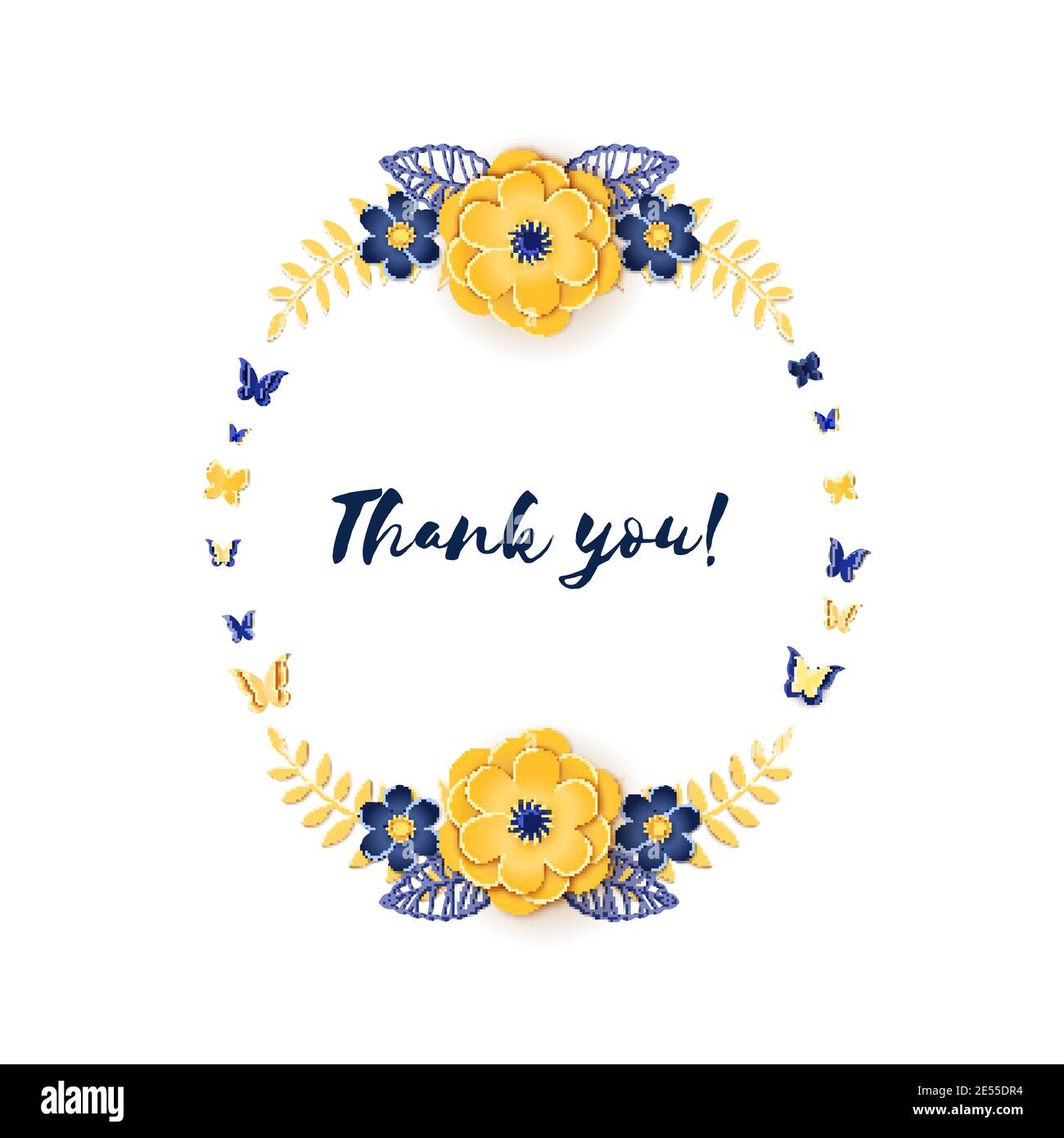 Paper cut design with round flower composition. Circle frame with paper ...