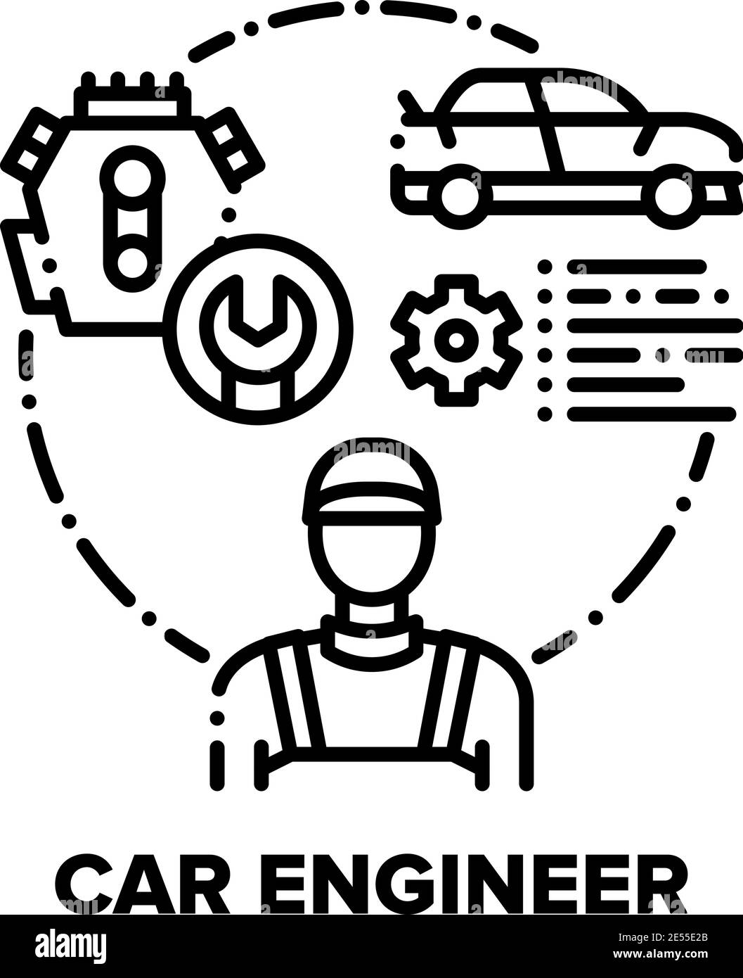 Car Engineer Vector Concept Black Illustrations Stock Vector Image ...