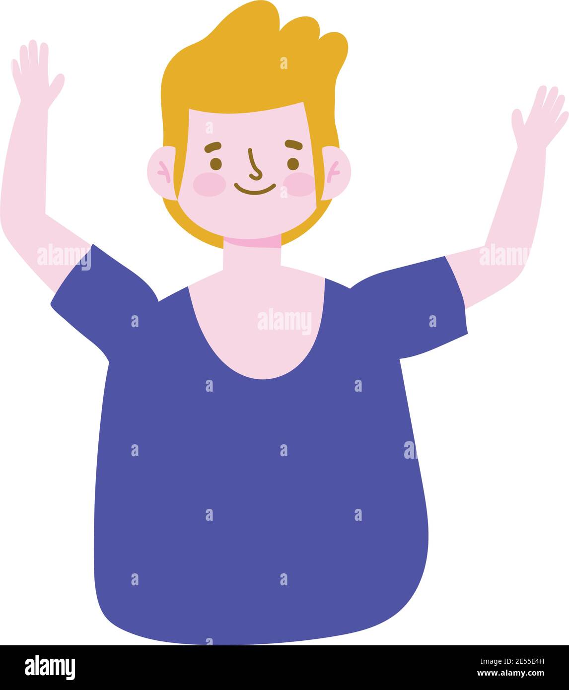 portrait cartoon man hands up young male character vector illustration ...