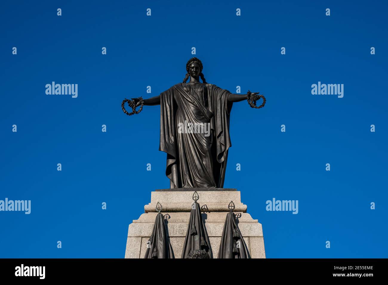 Guards Crimean War Memorial bronze statue on Pall Mall, London, UK ...