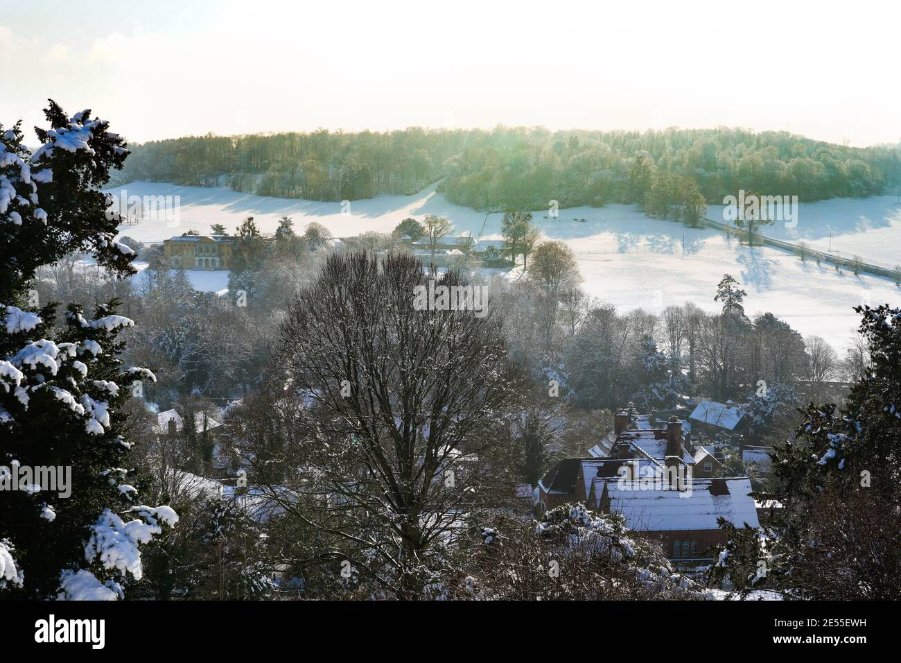 The village of West Wycombe in the snow Stock Photo - Alamy