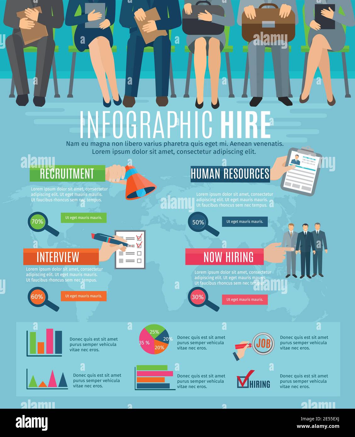 Human resources personnel recruitment and hiring strategy infographics ...