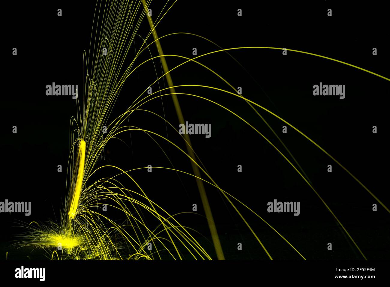 black abstract background with yellow curved lines. yellow spiral with ...