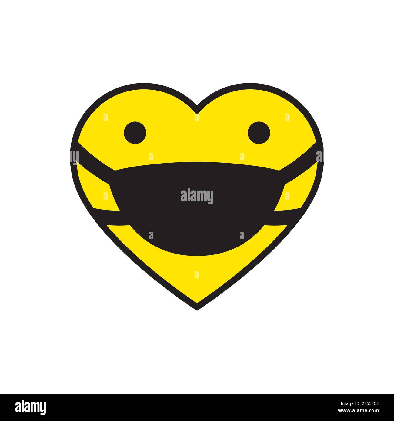 emoticon heart with mask. creative icon. vector illustration Stock ...