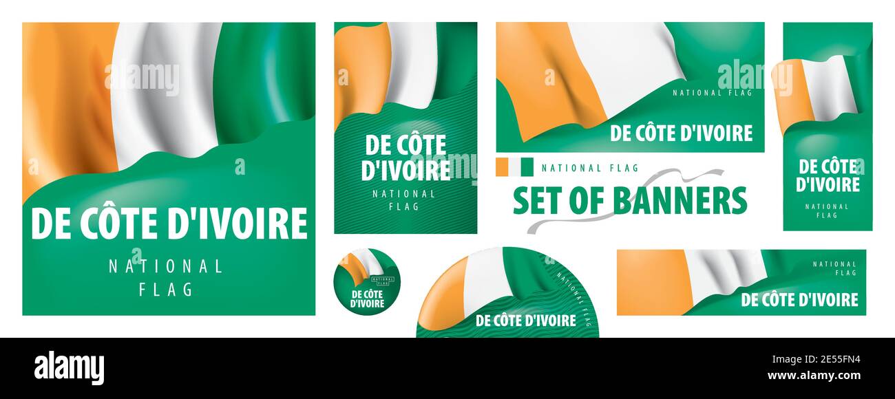 Vector set of banners with the national flag of the Cote d'Ivoire Stock ...