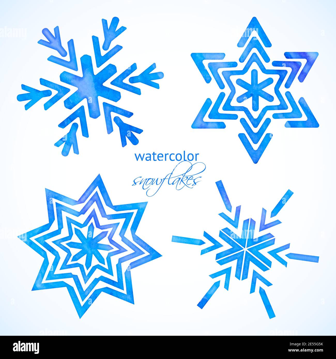 Vector collection of 4 different watercolor snowflakes Stock Vector ...