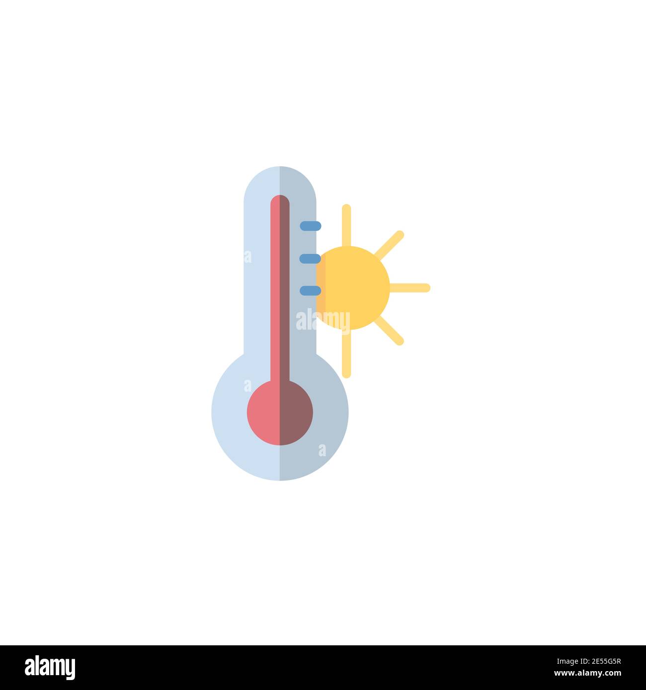 Thermometer. Summer temperature. Flat color icon. Isolated weather ...