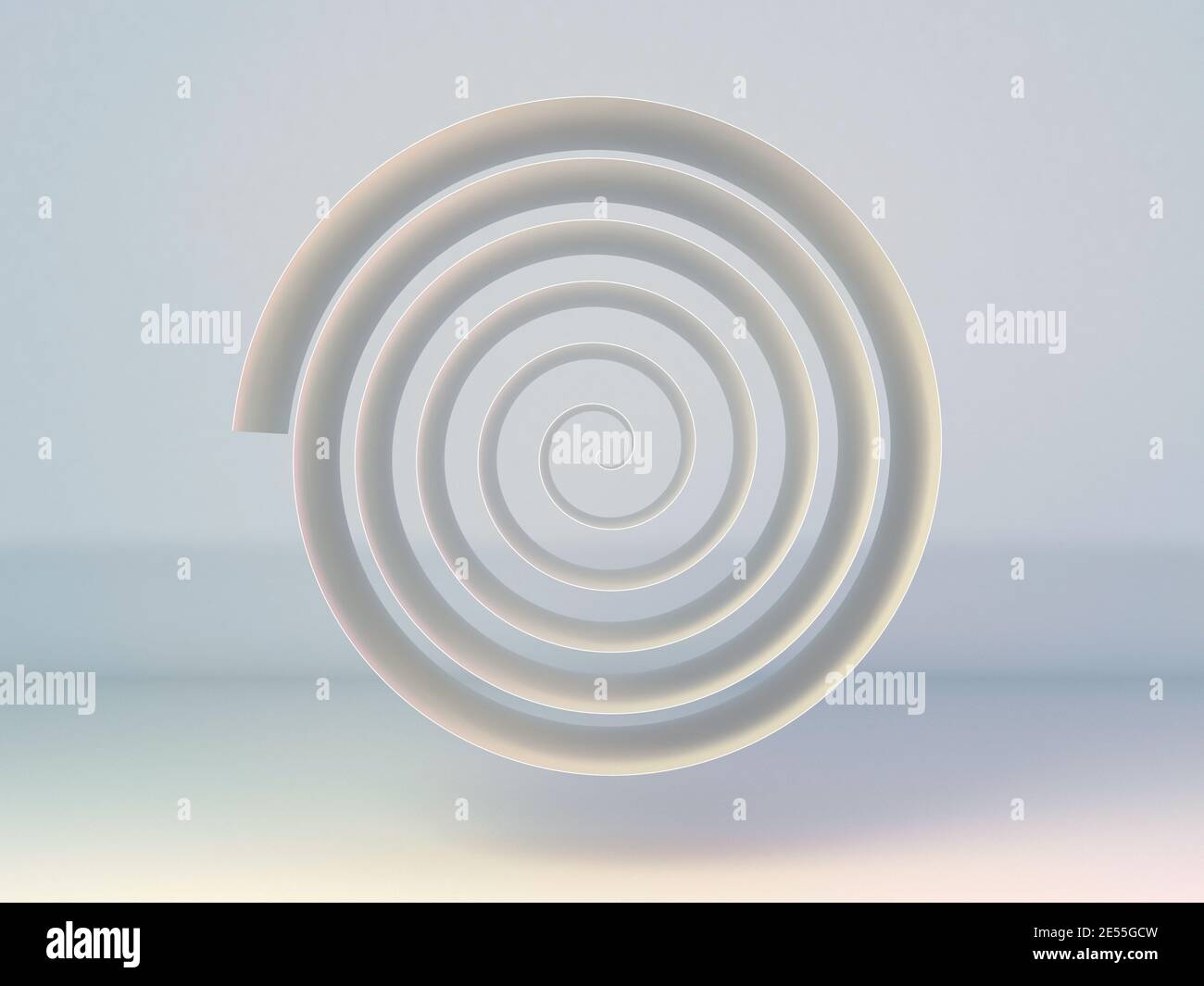 Spiral object with soft shadow under colorful illumination, abstract ...