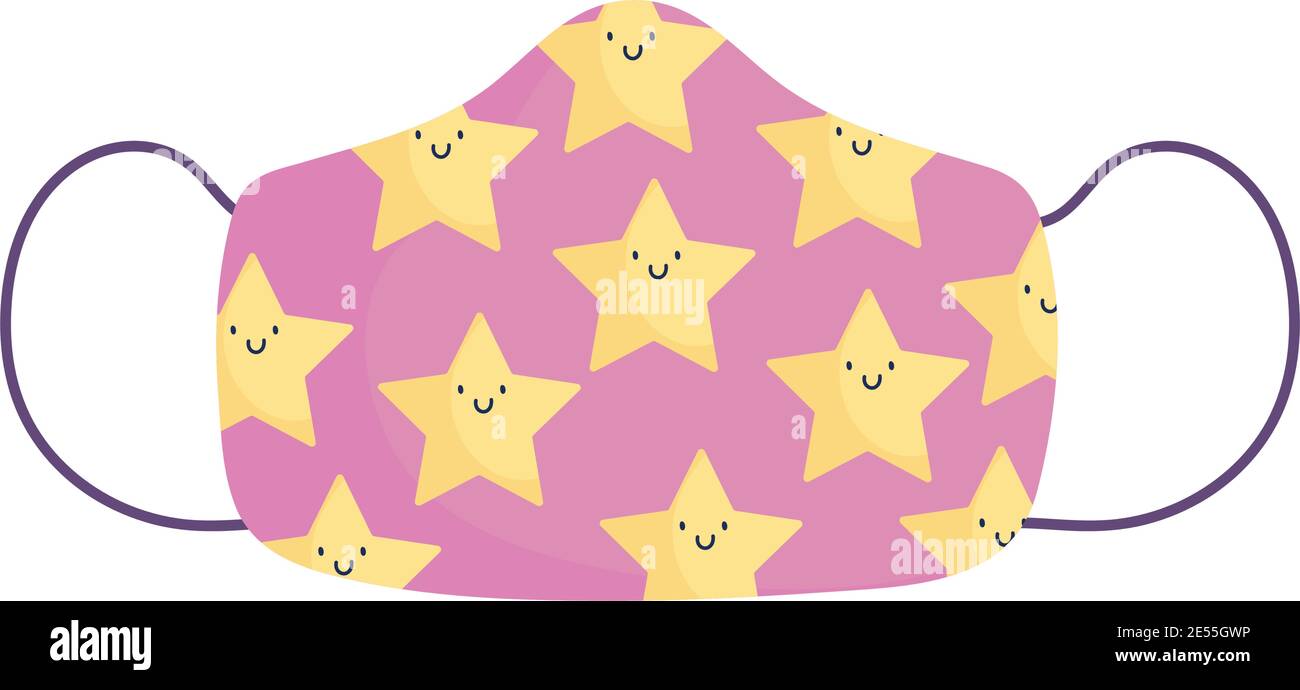 face protective mask with stars print, new normal icon covid 19 ...