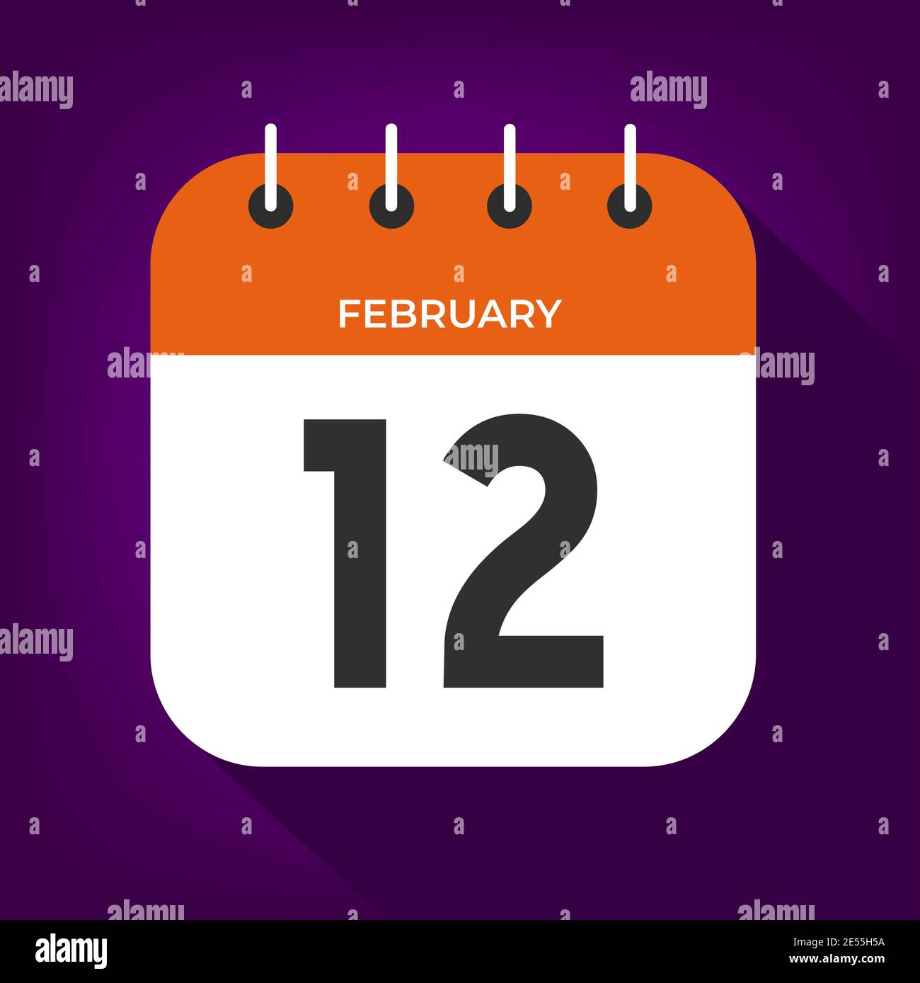 February day 12. Number twelve on a white paper with orange color ...