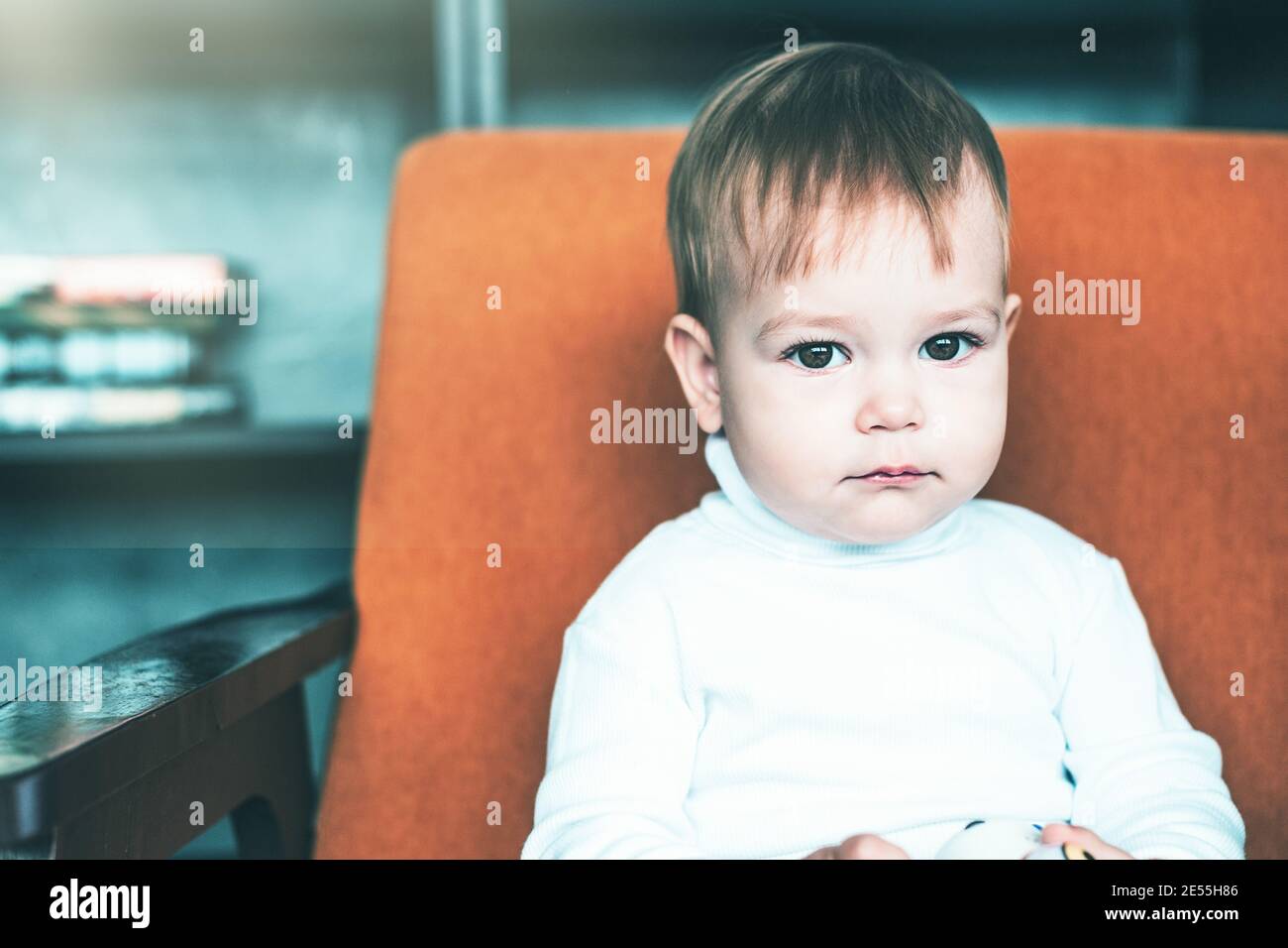 Portrait of a little one-year-old girl with copyspace Stock Photo - Alamy