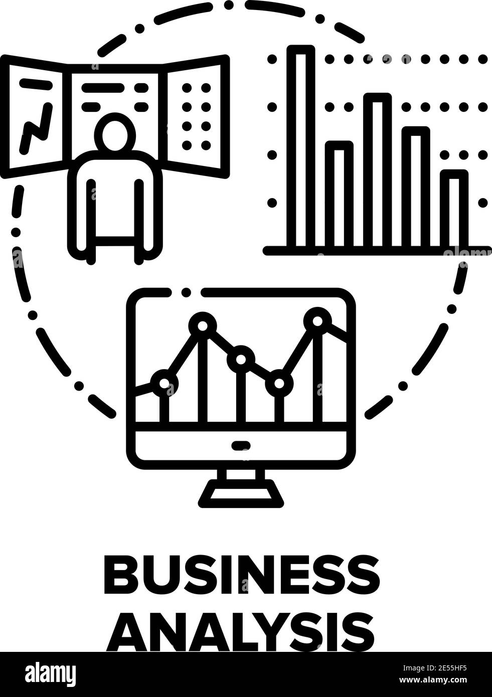 Business Analysis Market Vector Concept Black Illustrations Stock ...