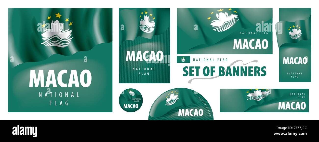 Vector set of banners with the national flag of the Macao Stock Vector ...