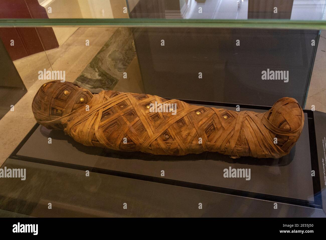 Mummy of a 2 year old young boy, cemetery of Hawara, Fayum (c.100AD ...