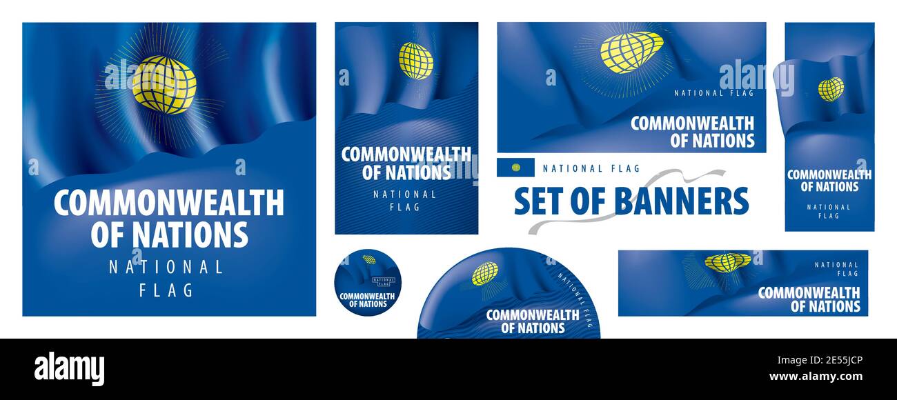Vector set of banners with the national flag of the Commonwealth of ...