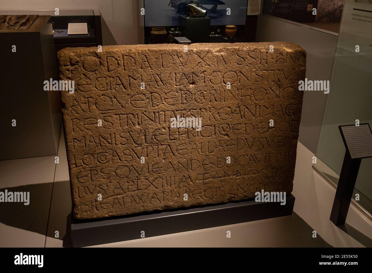 The Odda Stone, limestone, with Anglo-Saxon Latin inscription ...
