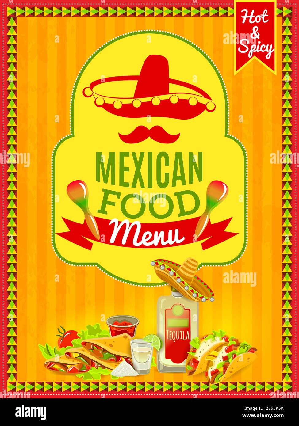 Mexican national cuisine and traditional cafe restaurant or bar menu ...