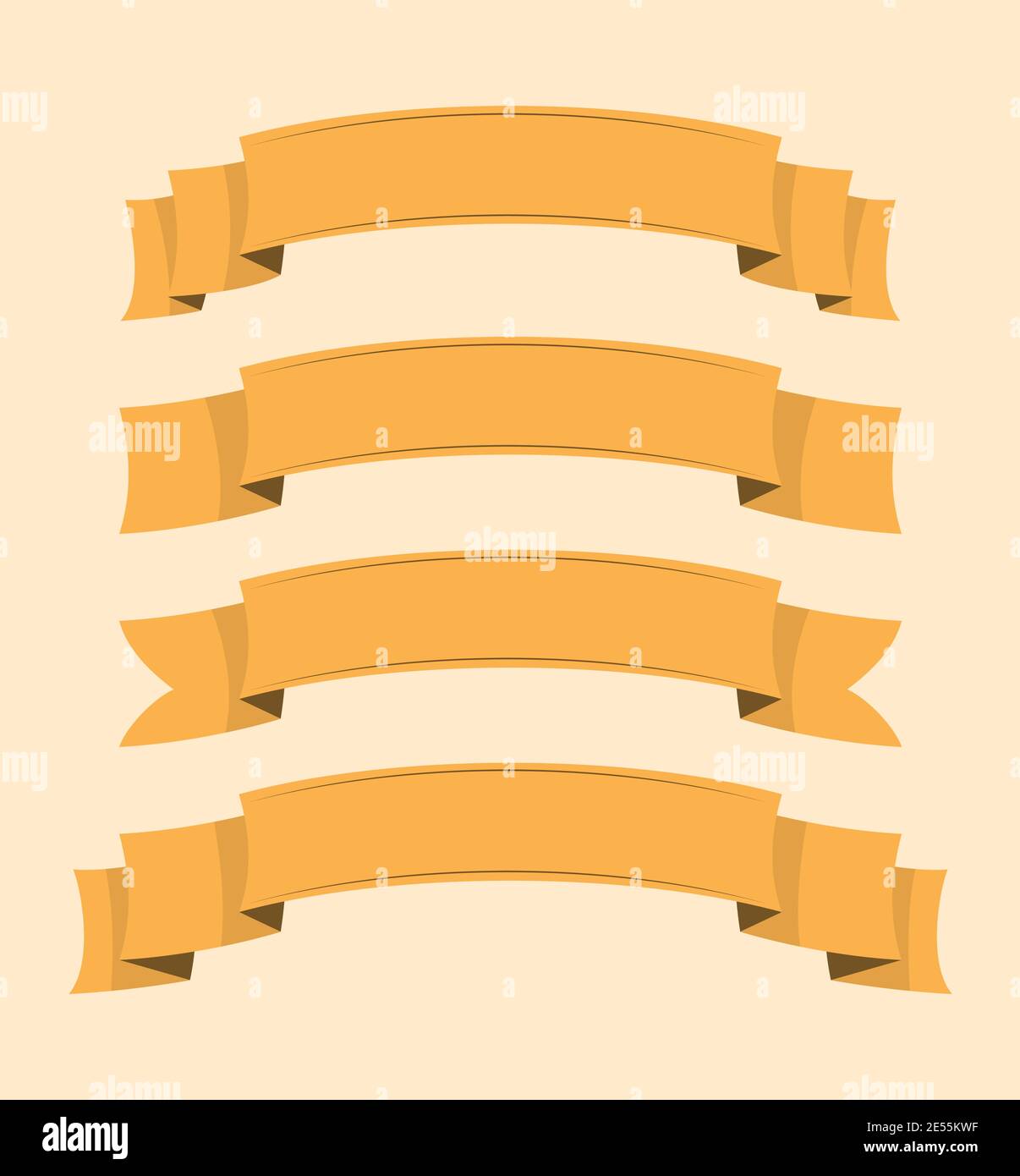 Different simple orange ribbons set. Vector illustration Stock Vector ...