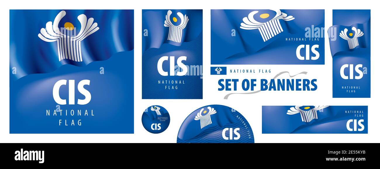Vector set of banners with the national flag of the CIS Stock Vector ...