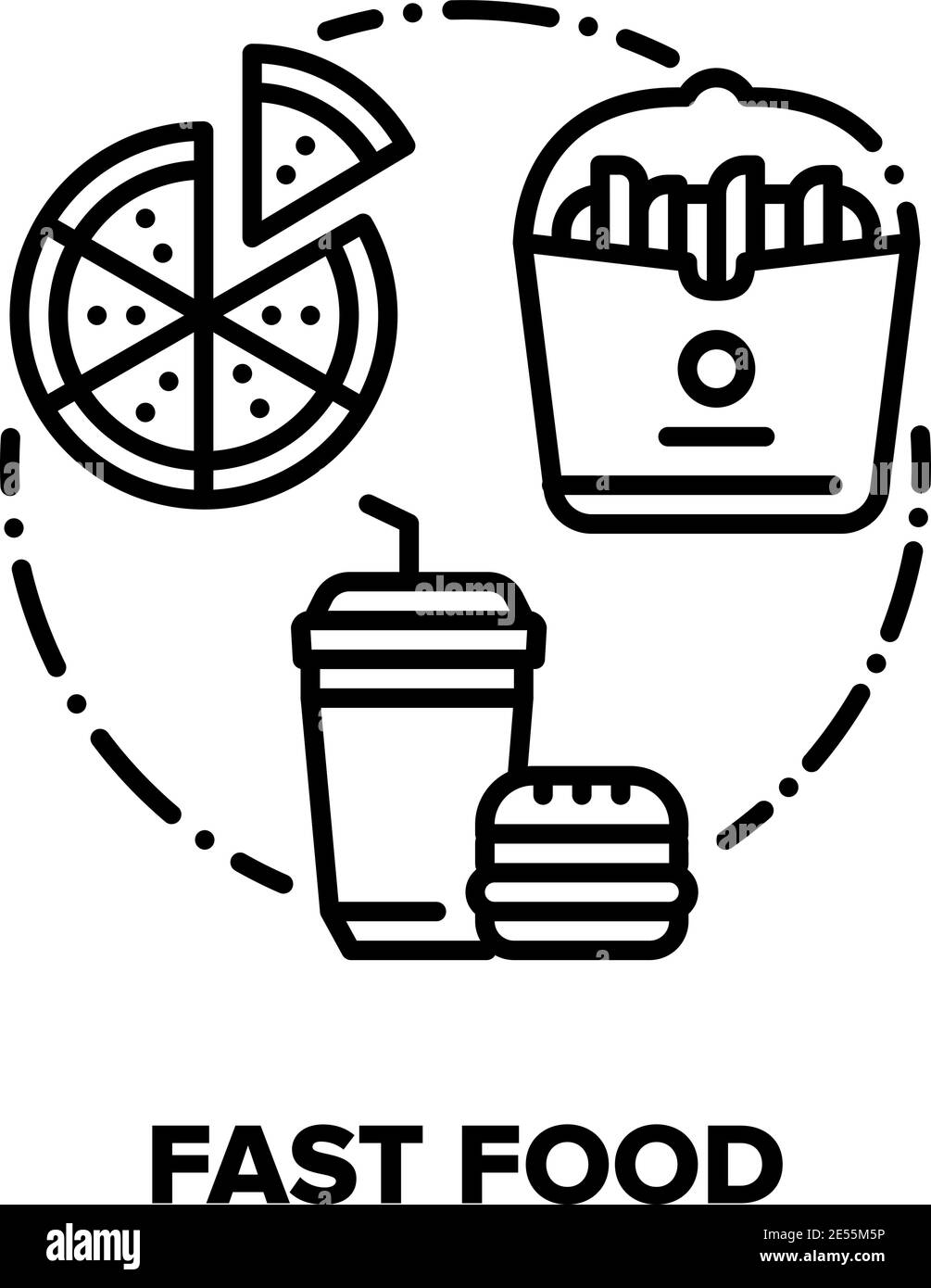 Fast Food Eat Vector Concept Black Illustrations Stock Vector Image ...