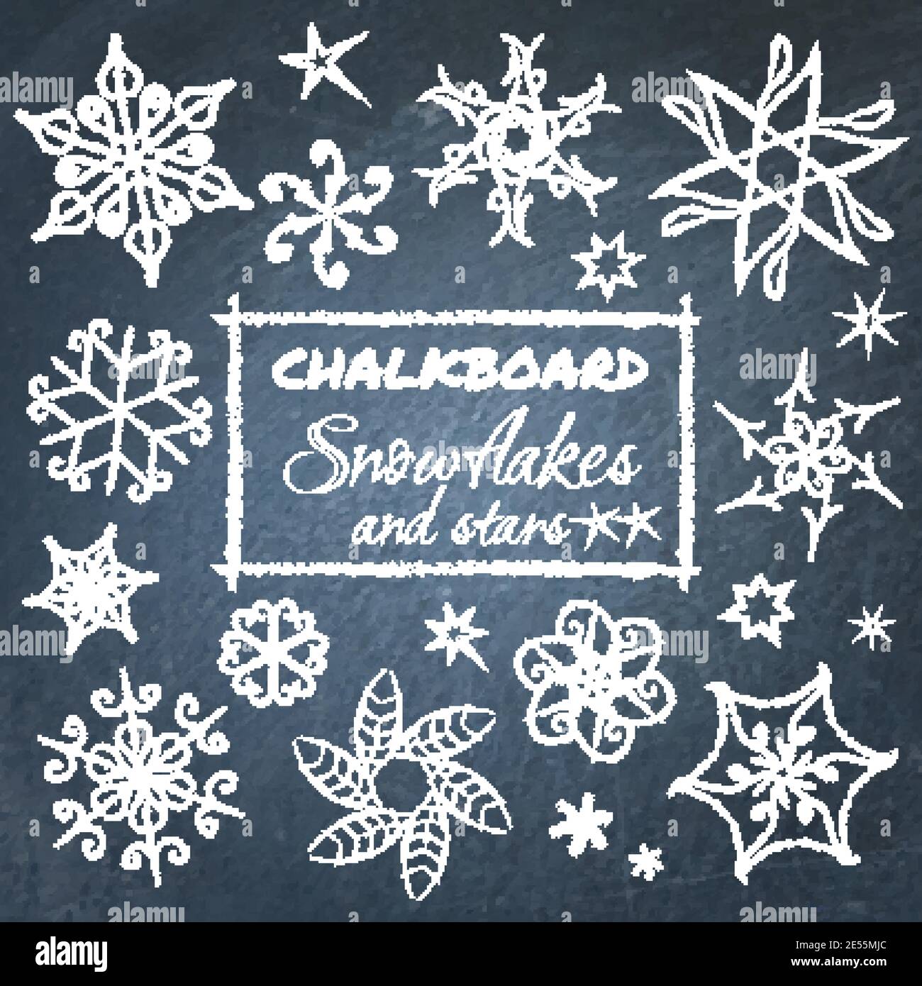 Collection of stylized hand-drawn snowflakes on chalkboard Stock Vector ...