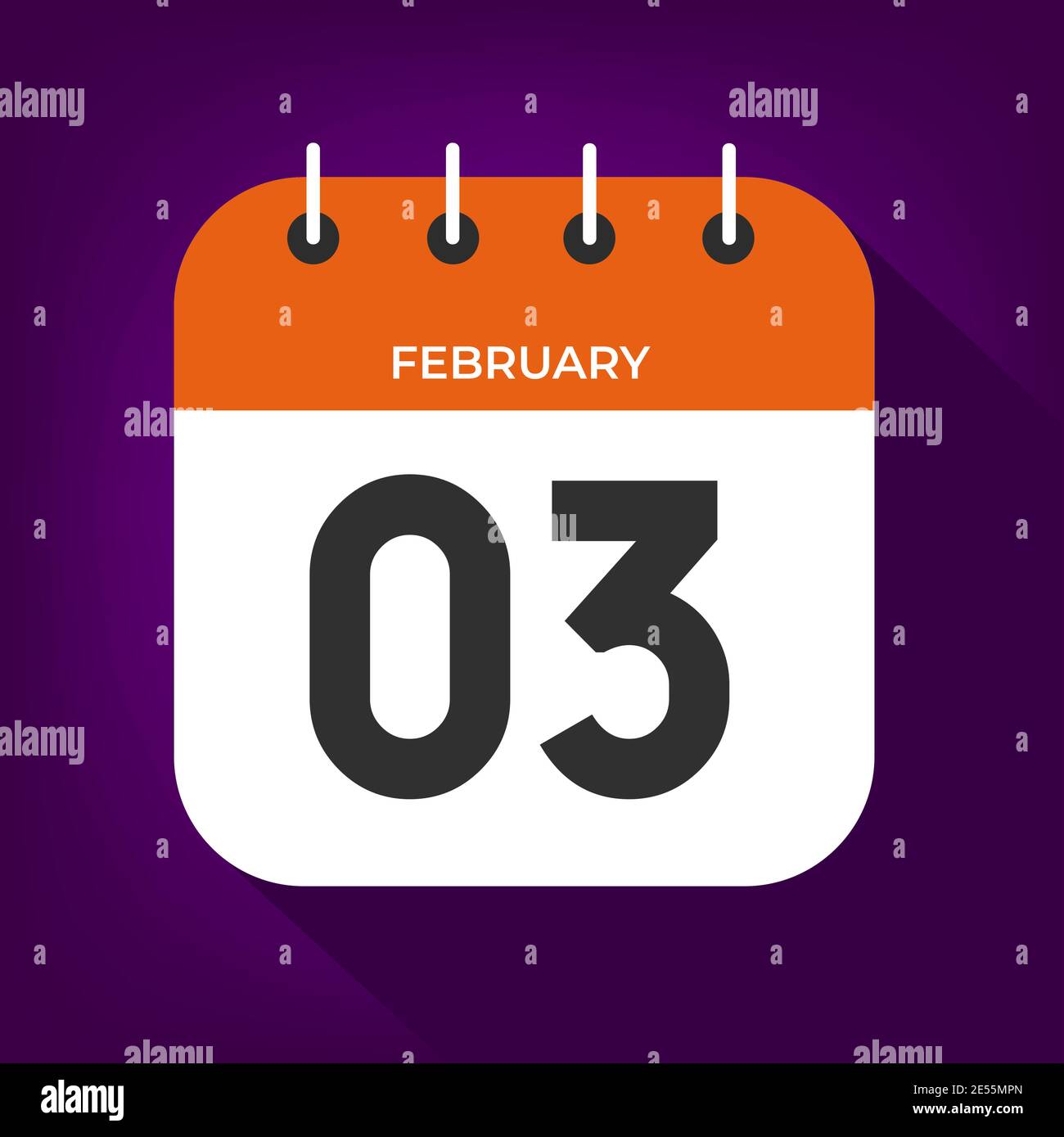 February day 3. Number three on a white paper with orange color border ...