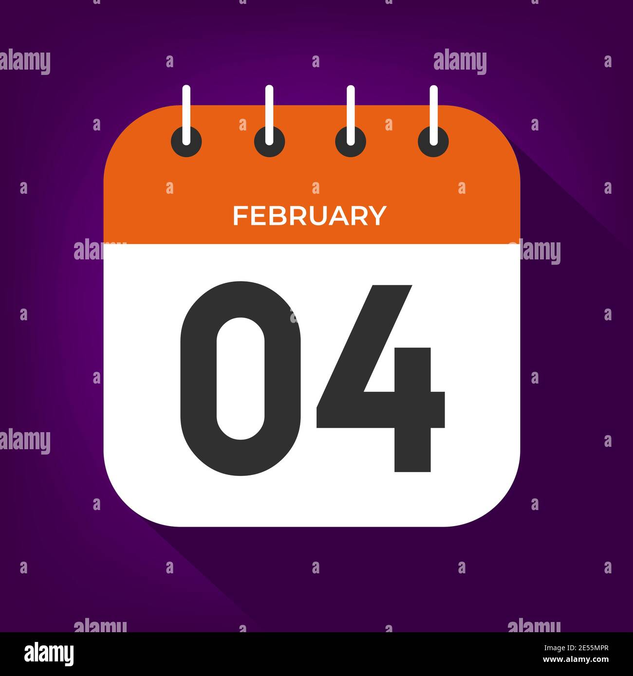 February day 4. Number four on a white paper with orange color border ...