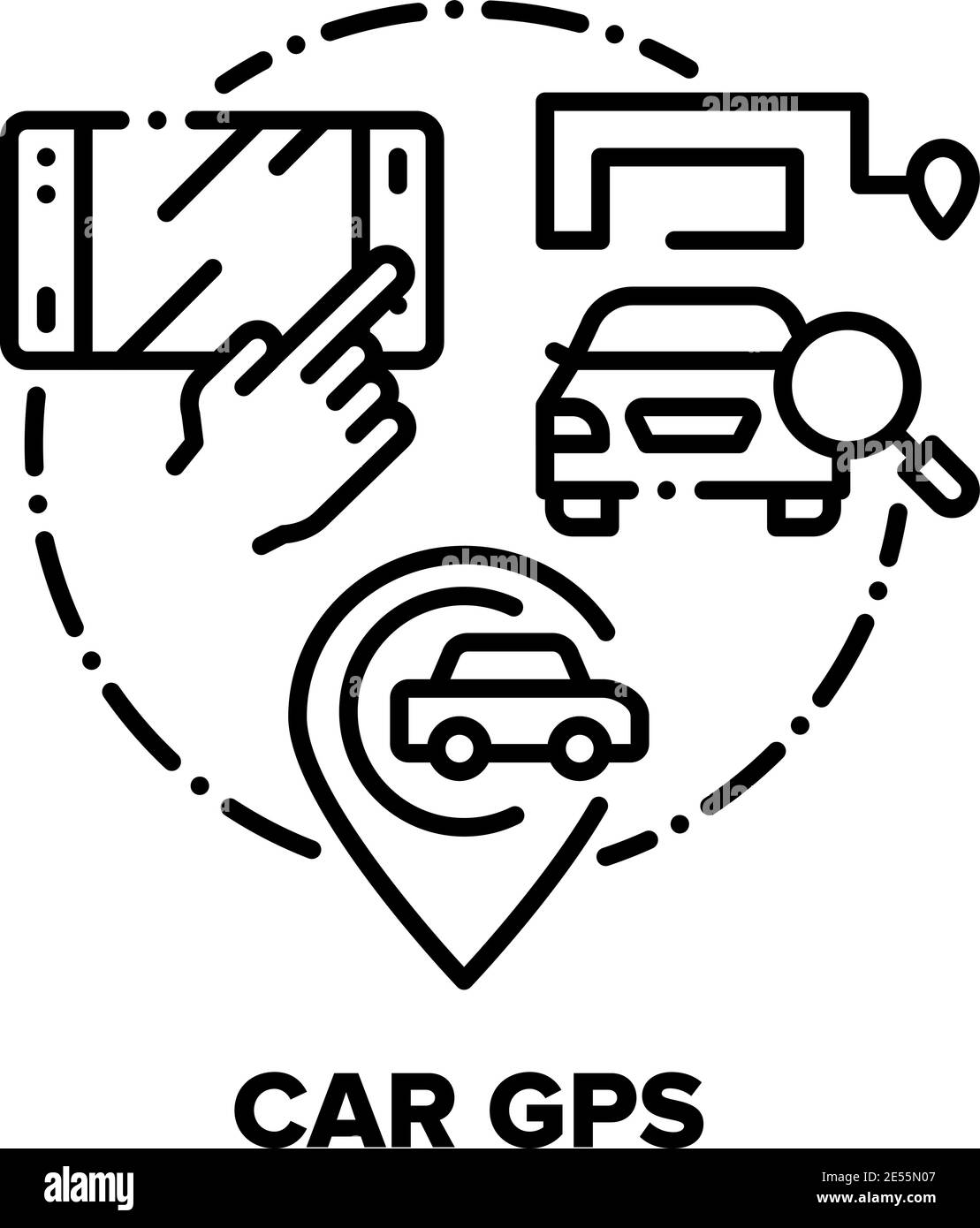 Car Gps Device Vector Concept Black Illustrations Stock Vector Image ...