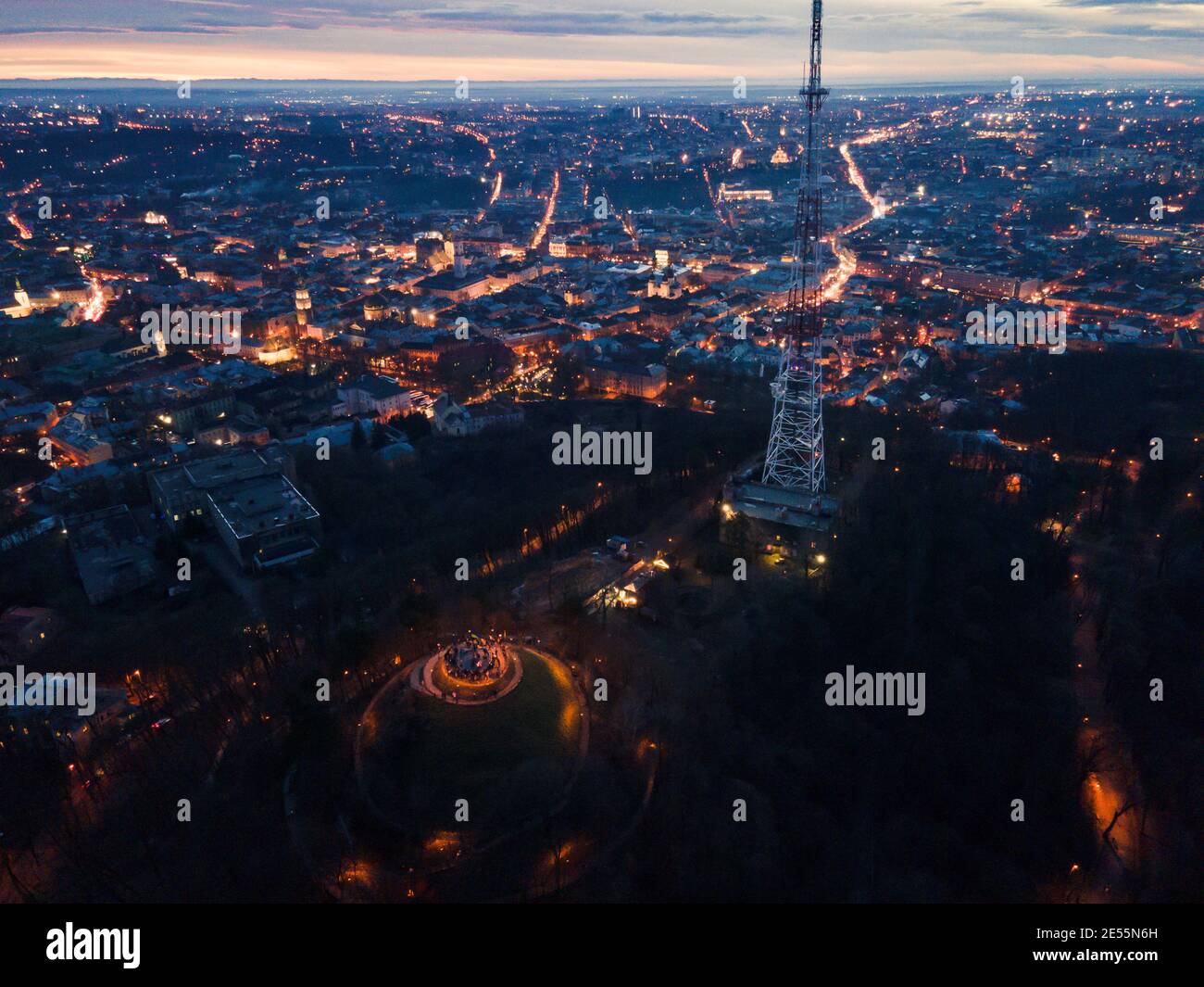 aerial view of high castle and nigh lviv city copy space Stock Photo ...