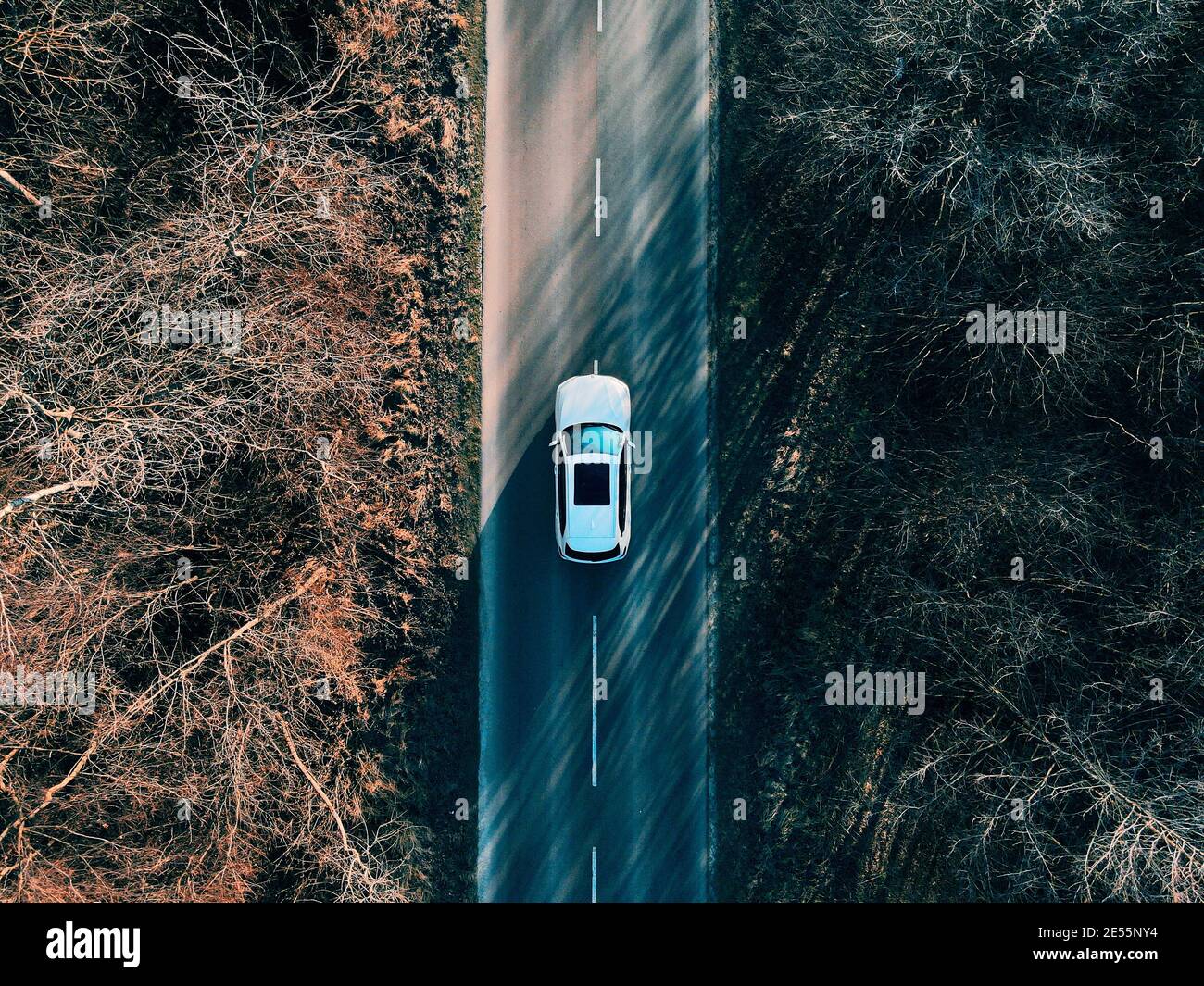 overhead top view of the car going by highway Stock Photo - Alamy