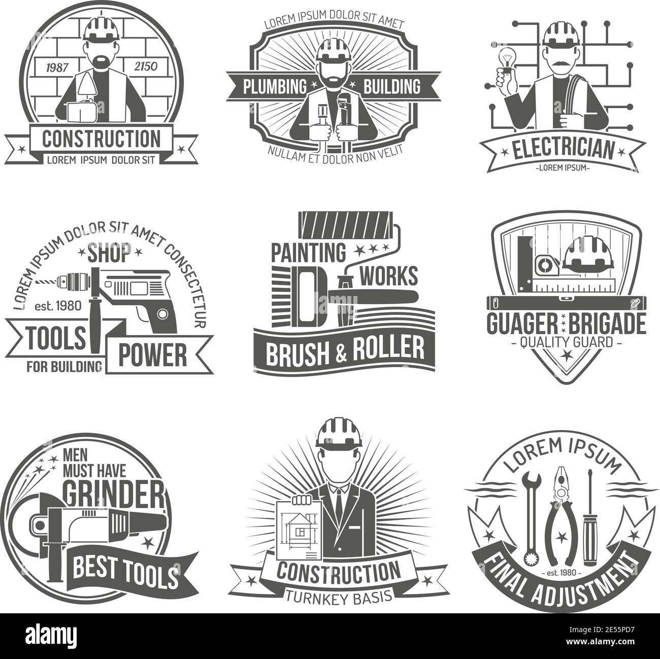 Construction industry and work industry premium quality label set ...