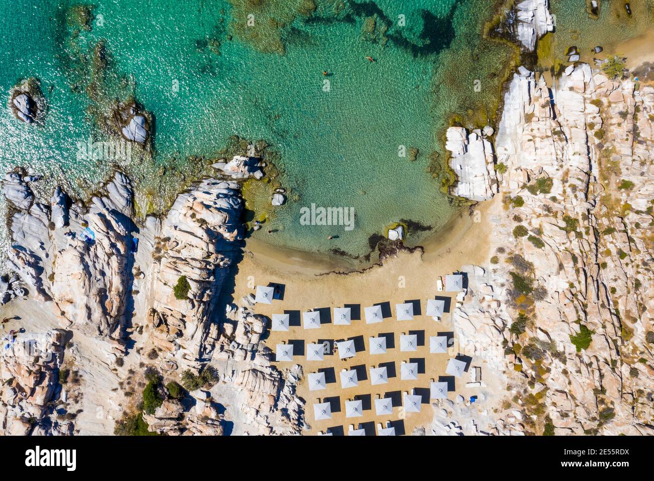 Aerial shot of a stunning rocky beach in Paros islands Stock Photo - Alamy