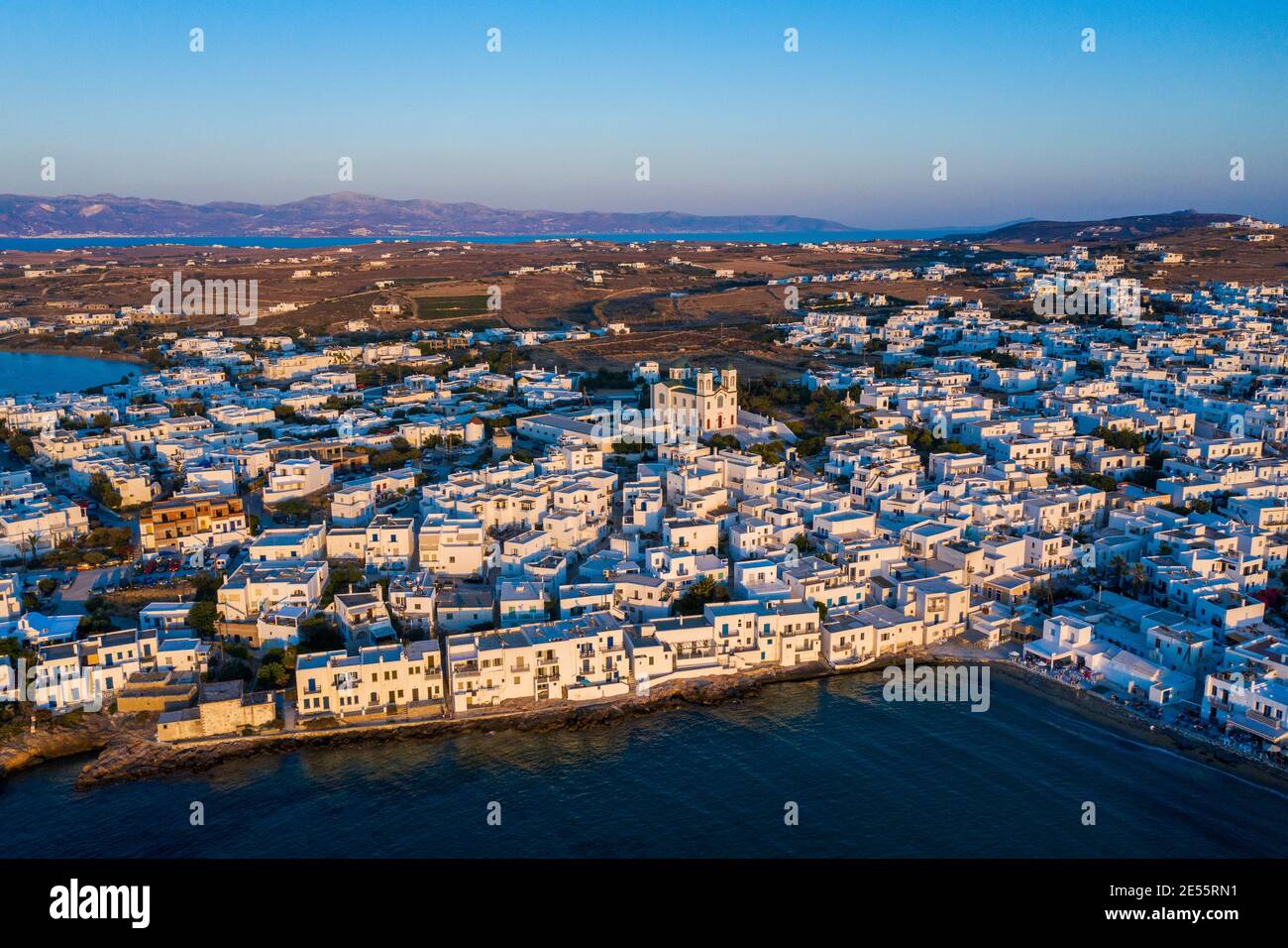 Aerial shot of Naousa town in the Greek island of Paros Stock Photo - Alamy