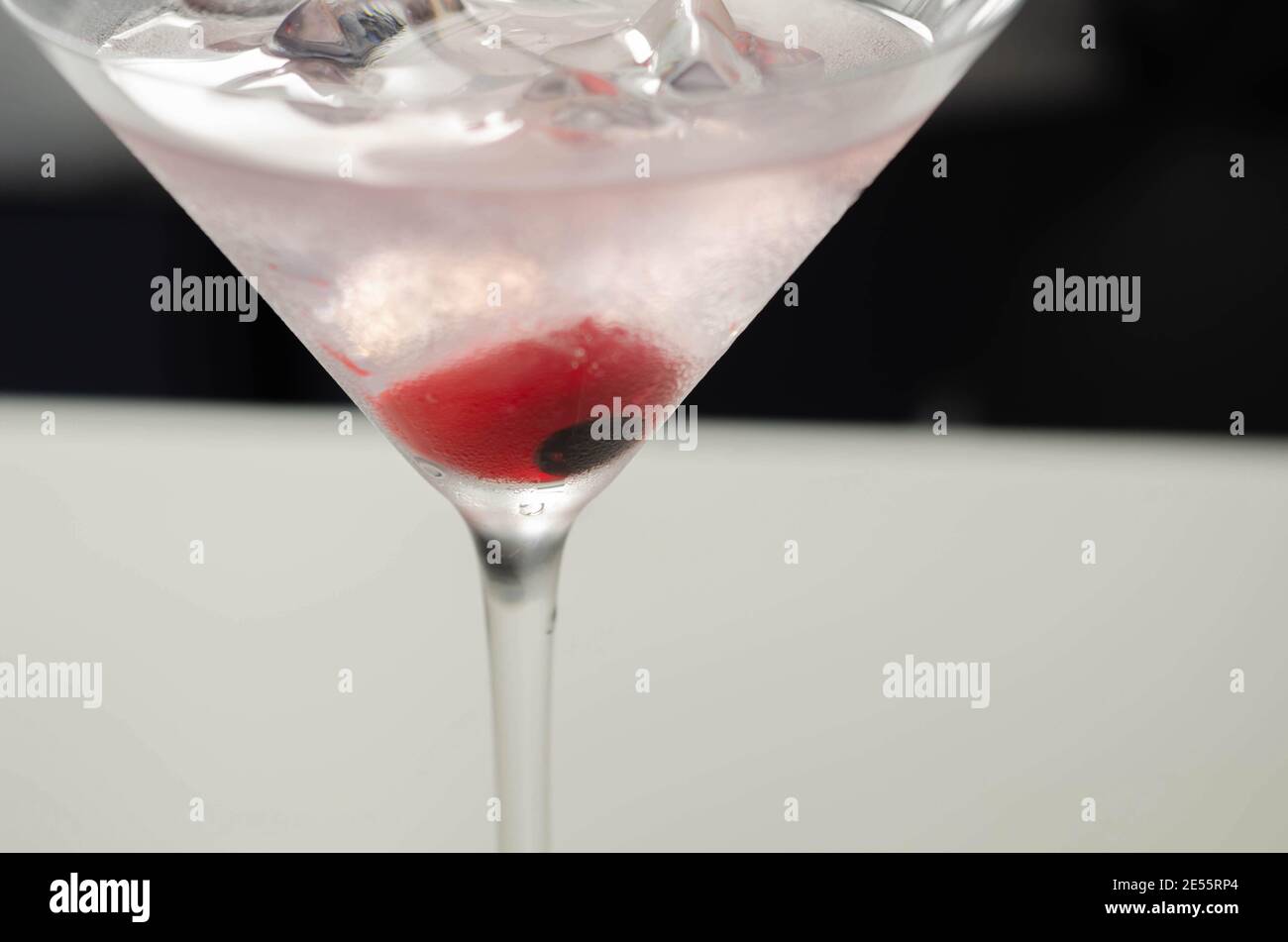 Halloween drink in a martini glass based on vodka, cream liqueur and ...