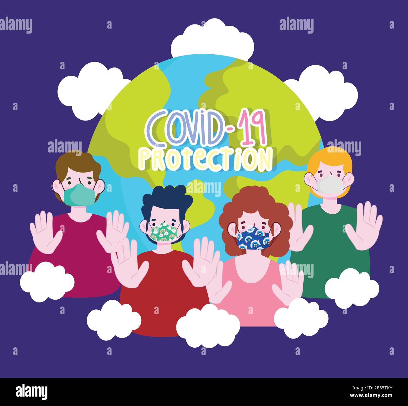 new normal lifestyle, covid 19 protection people with masks and planet ...