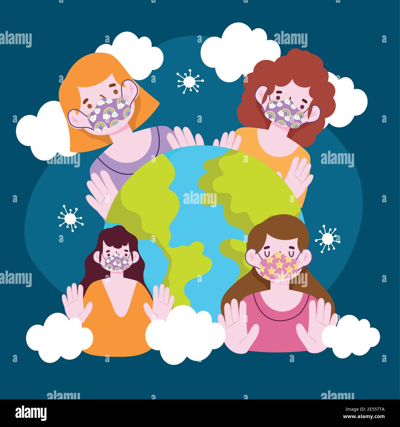 new normal lifestyle, girls with masks world outbreak cronavirus covid ...