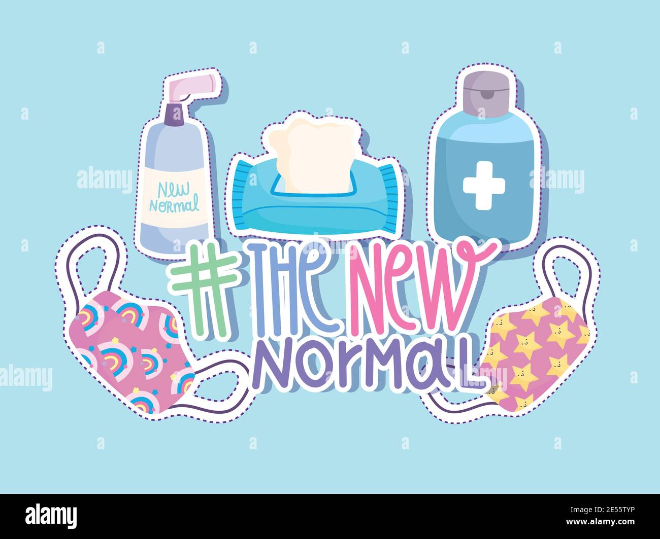 new normal lifestyle, cartoon disinfectant spray bottle alcohol tissue ...