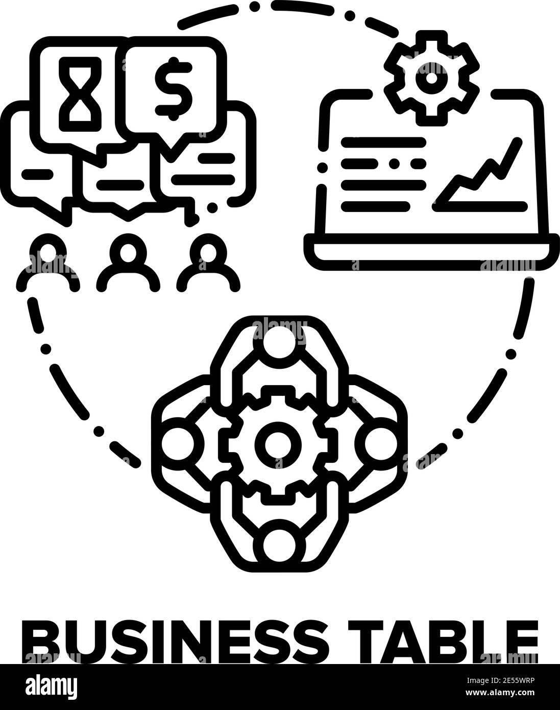 Business Table Vector Concept Black Illustrations Stock Vector Image ...