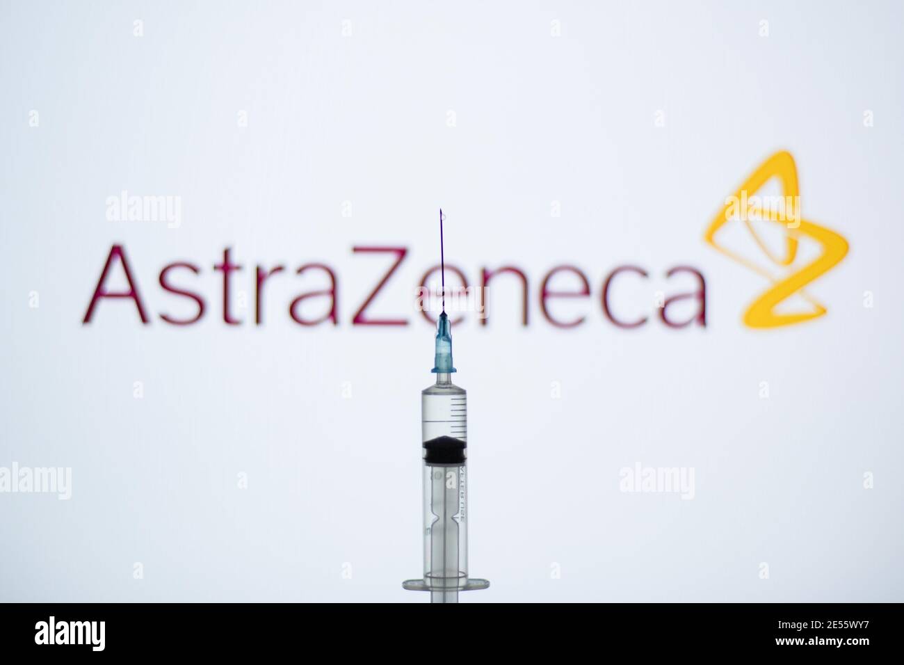 Spain. 26th Jan, 2021. In this photo illustration, a medical syringe ...